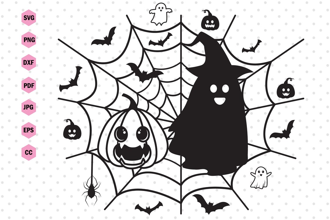 Halloween Svg, Kids Halloween Svg, Ghost, Pumpkin, Spiderweb, Spider ...