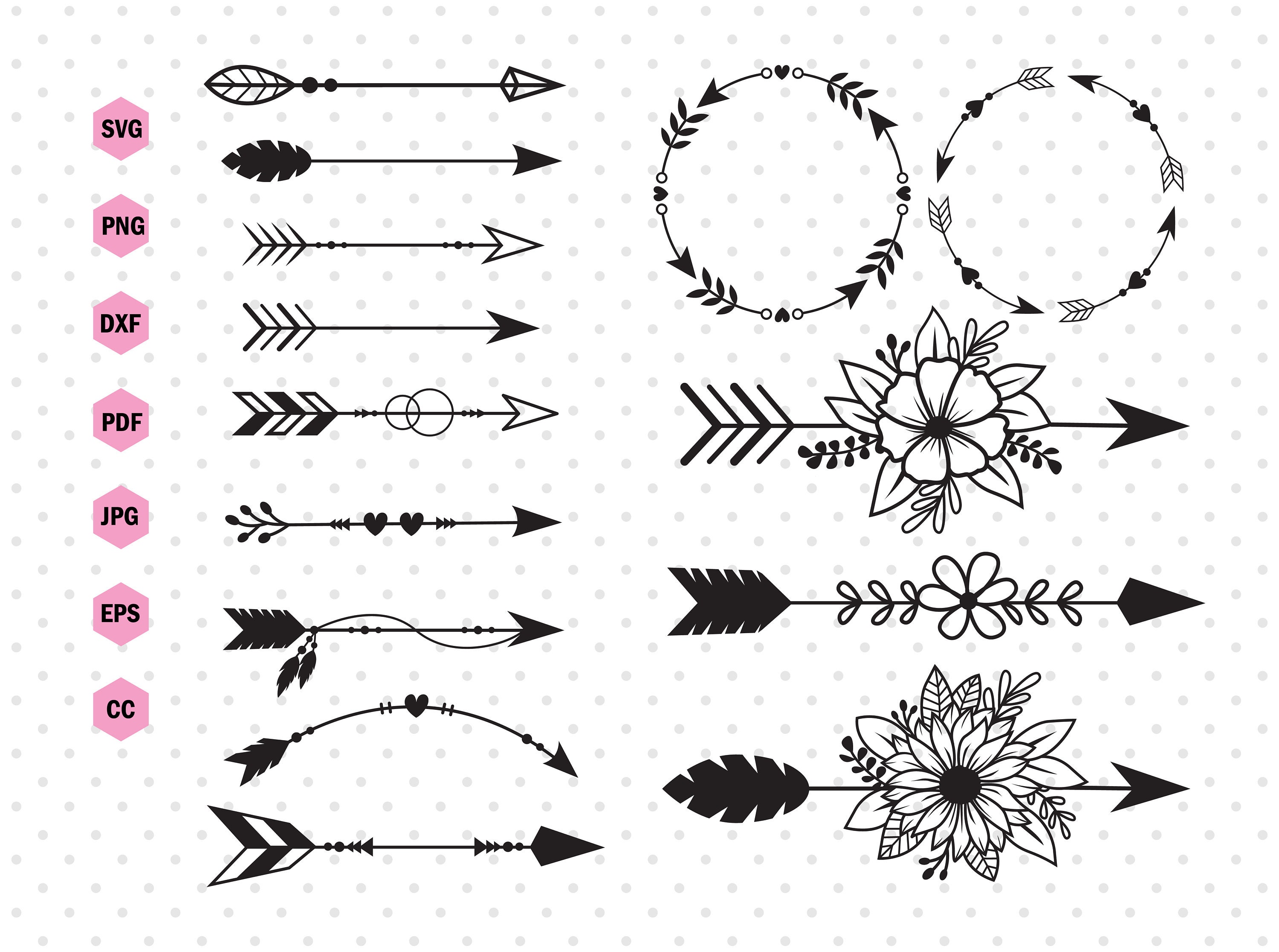 Arrow Svg Bundle, Arrow Svg Cut Files, Arrows and Flowers Svg, Arrow ...