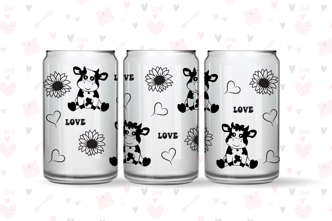 Cow Can Glass Wrap Svg Cute Cow Svg Animal Print Svg 16oz - Etsy
