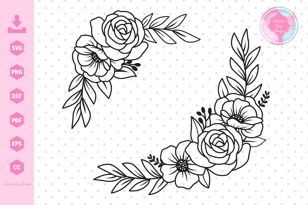 Flower Svg, Flower Svg Files, Flower Corner Svg, Flower Border Svg ...