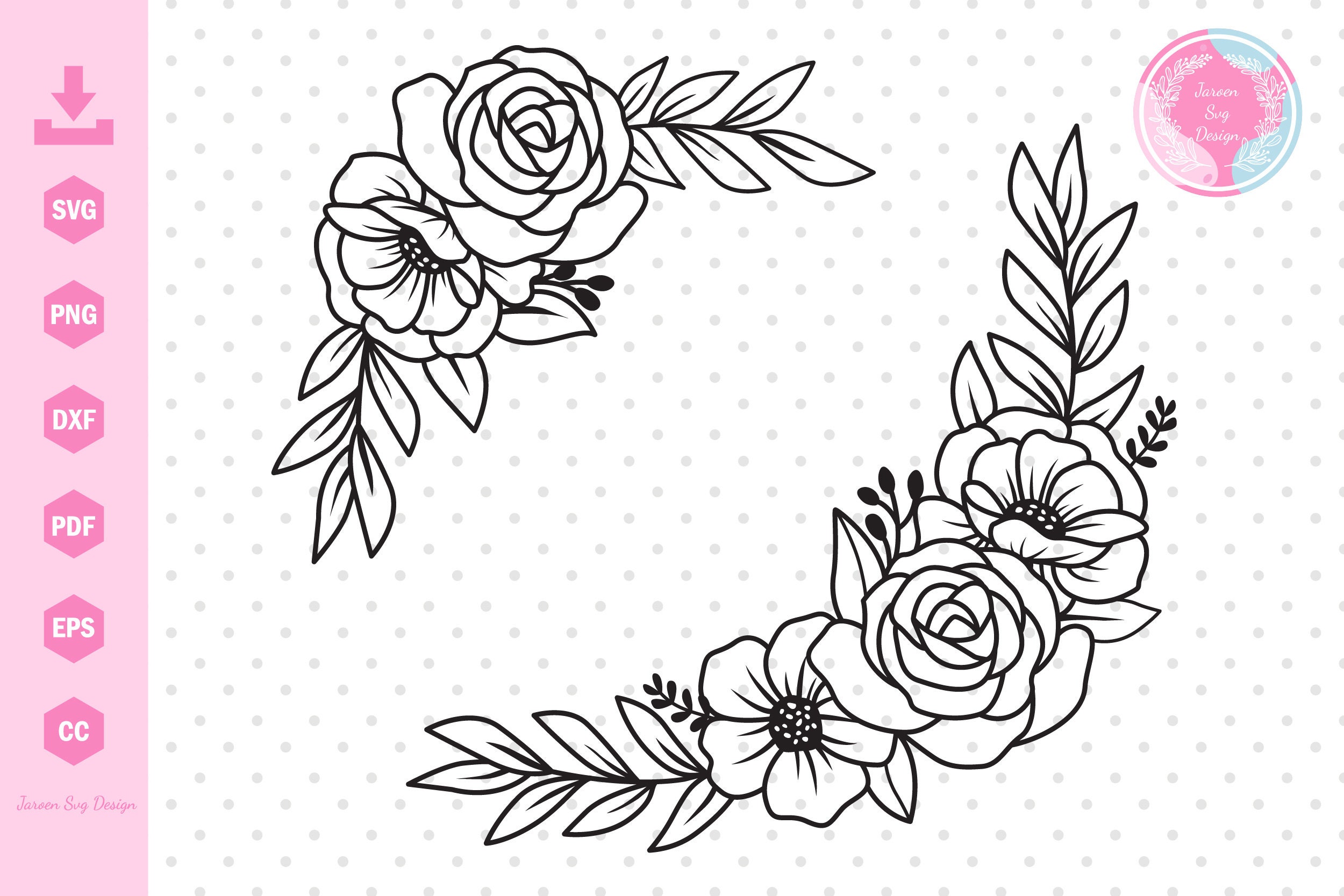 Flower Svg Flower Svg Files Flower Corner Svg Flower Border - Etsy