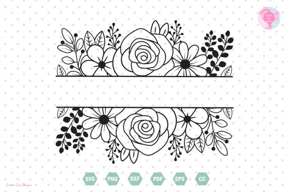 Floral Border Svg Flower Frame Svg Flower Border Svg Split - Etsy