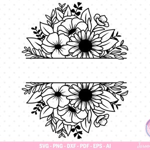 Floral Split Svg, Flower Frame Svg, Flower Svg, Flower Border Svg ...