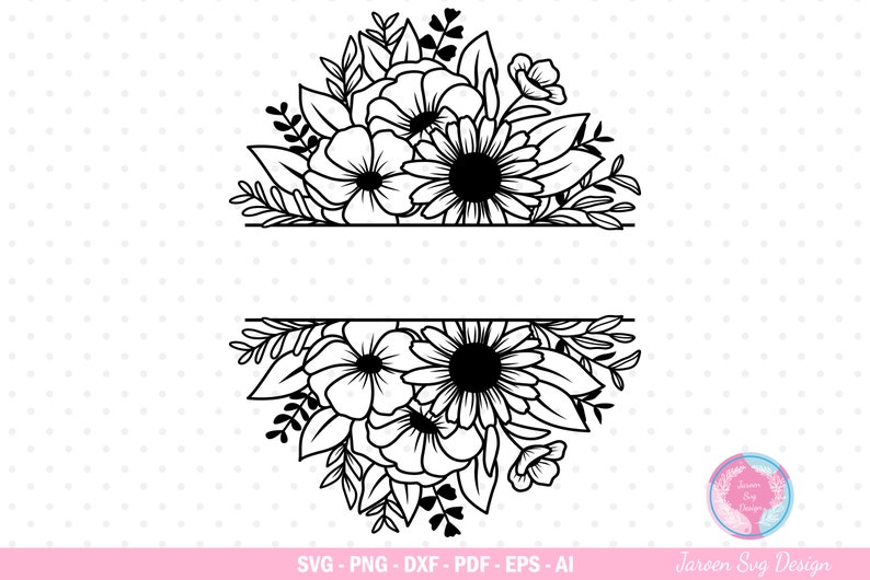 Floral Split Svg, Flower Frame Svg, Flower Svg, Flower Border Svg ...