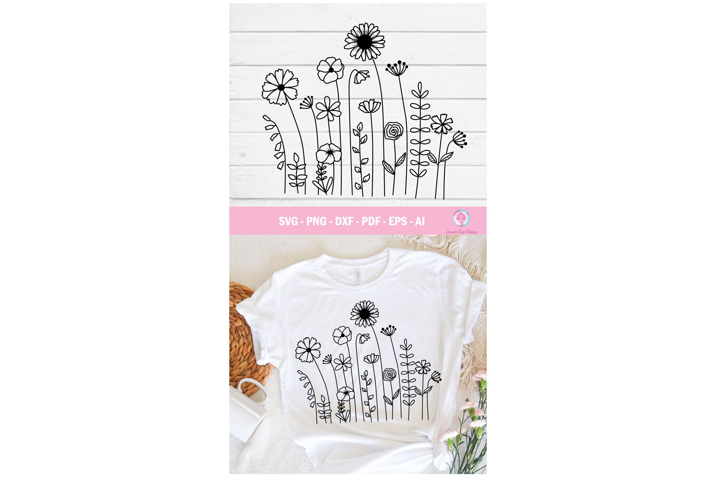 Flower Svg, Wildflower Blooms Svg, Wildflower Shirt Svg, Flower Clipart ...