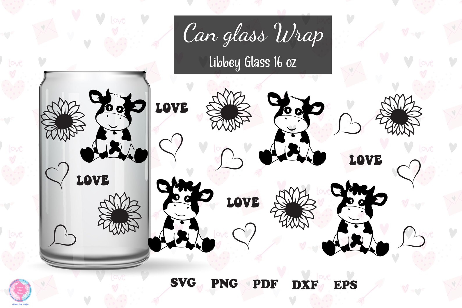 Cow Can Glass Wrap Svg, Cute Cow Svg, Animal Print Svg, 16oz Libbey ...