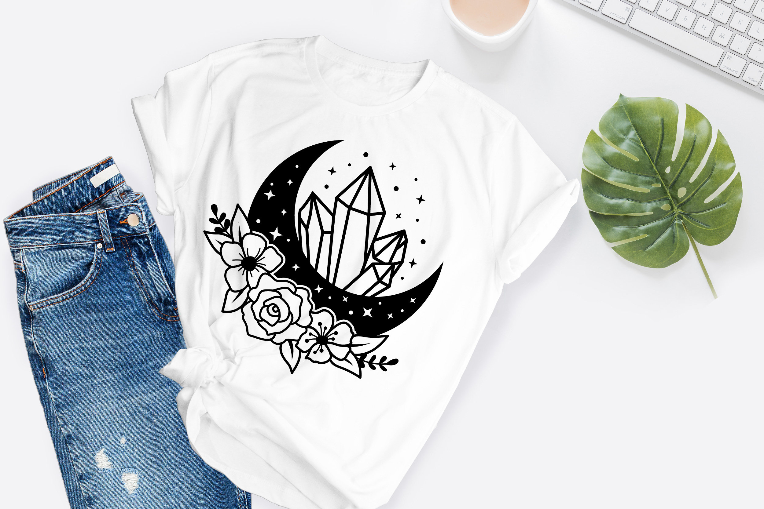 Magic Crystal Svg Crystal Flower Moon Svg Flower Moon Svg - Etsy