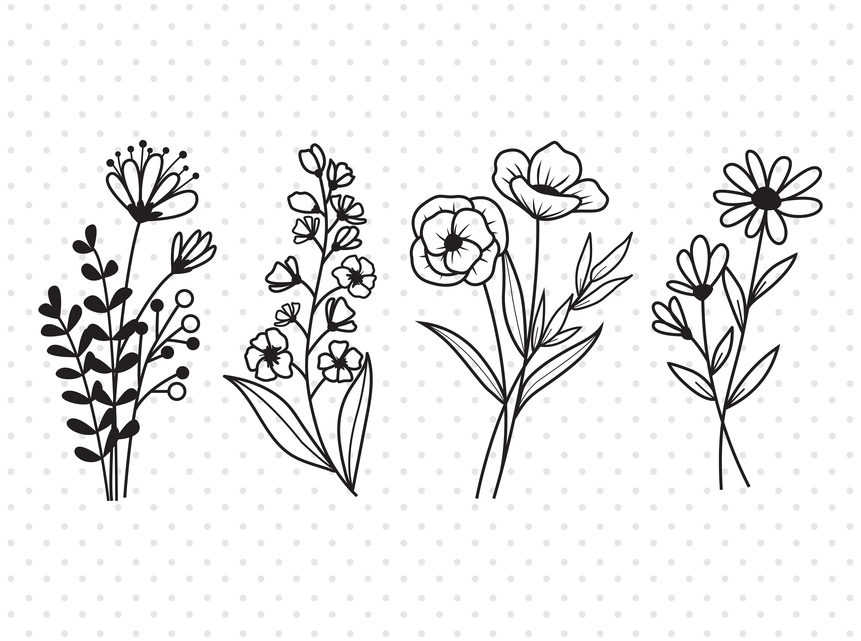 Wildflower Svg Flower Svg Hand Drawn Flowers Svg Flower Svg - Etsy