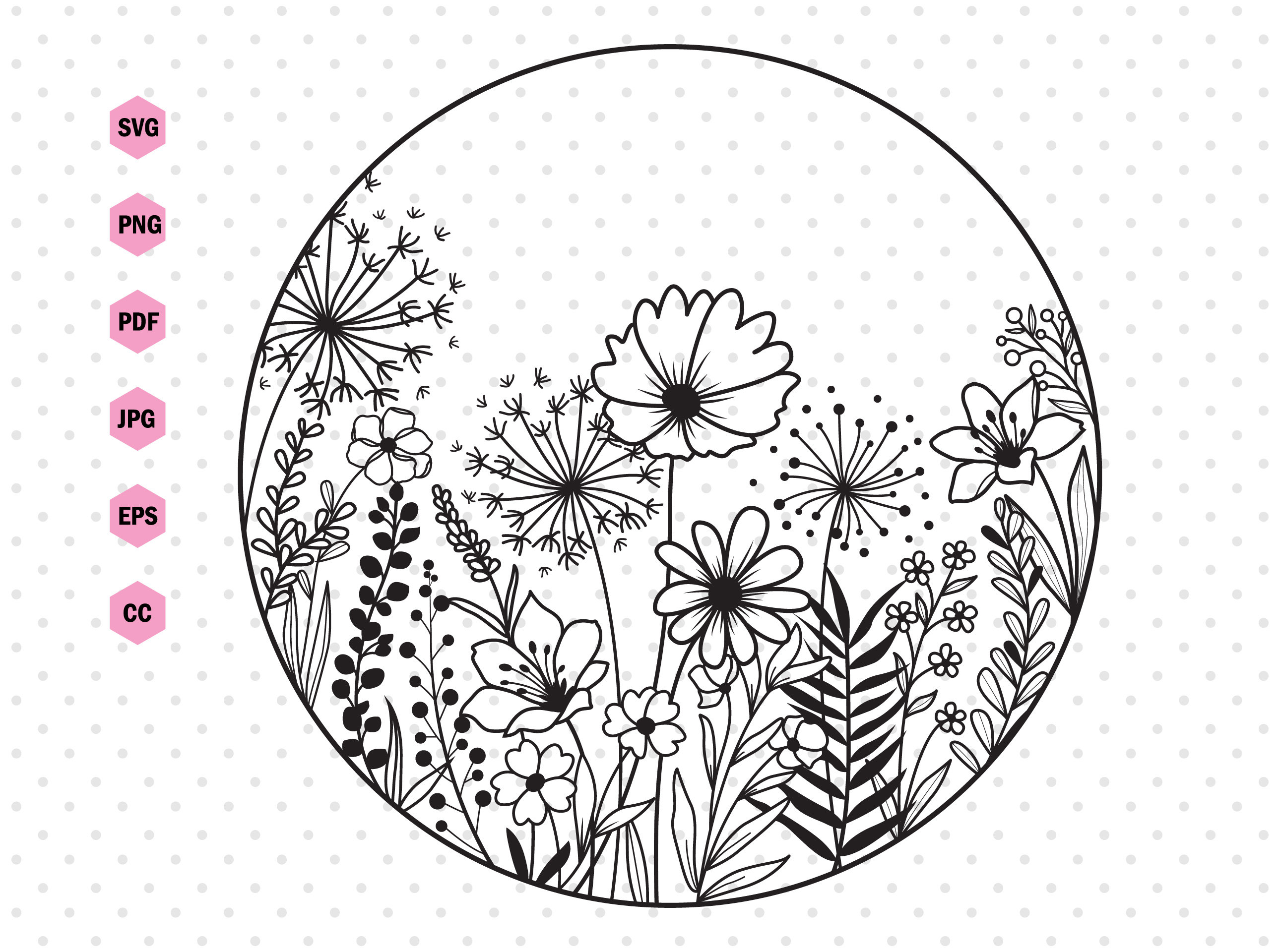Wildflower Svg Wildflowers Meadow Border Svg Flower Svg - Etsy