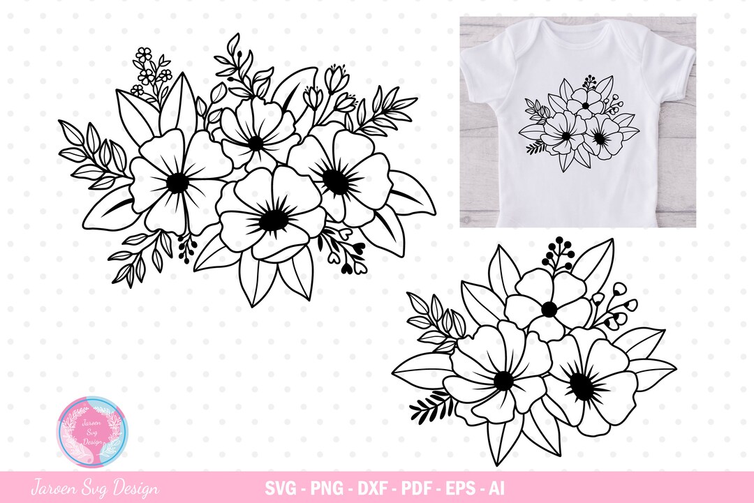 Flower Svg, Floral Bouquet Svg, Floral Svg, Flower Svg, Floral Wedding ...