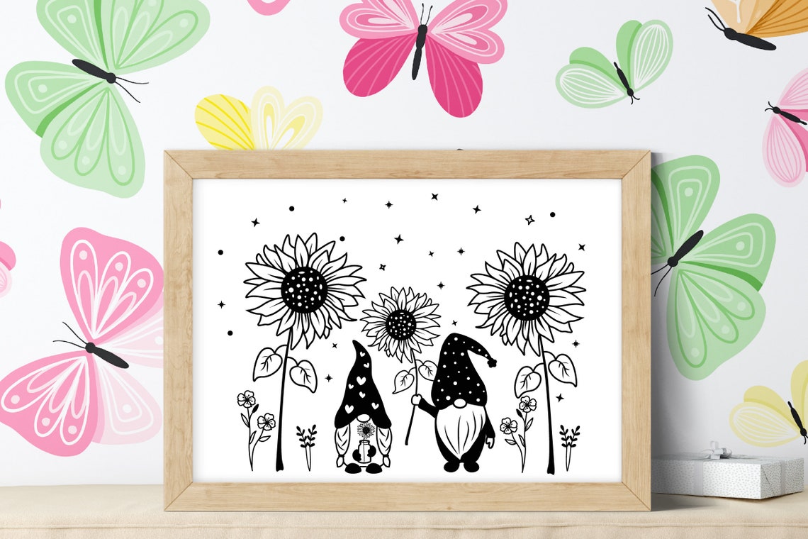 Gnome Svg File. Gnome Sunflower Svg Gnome Bundle Sunflower - Etsy