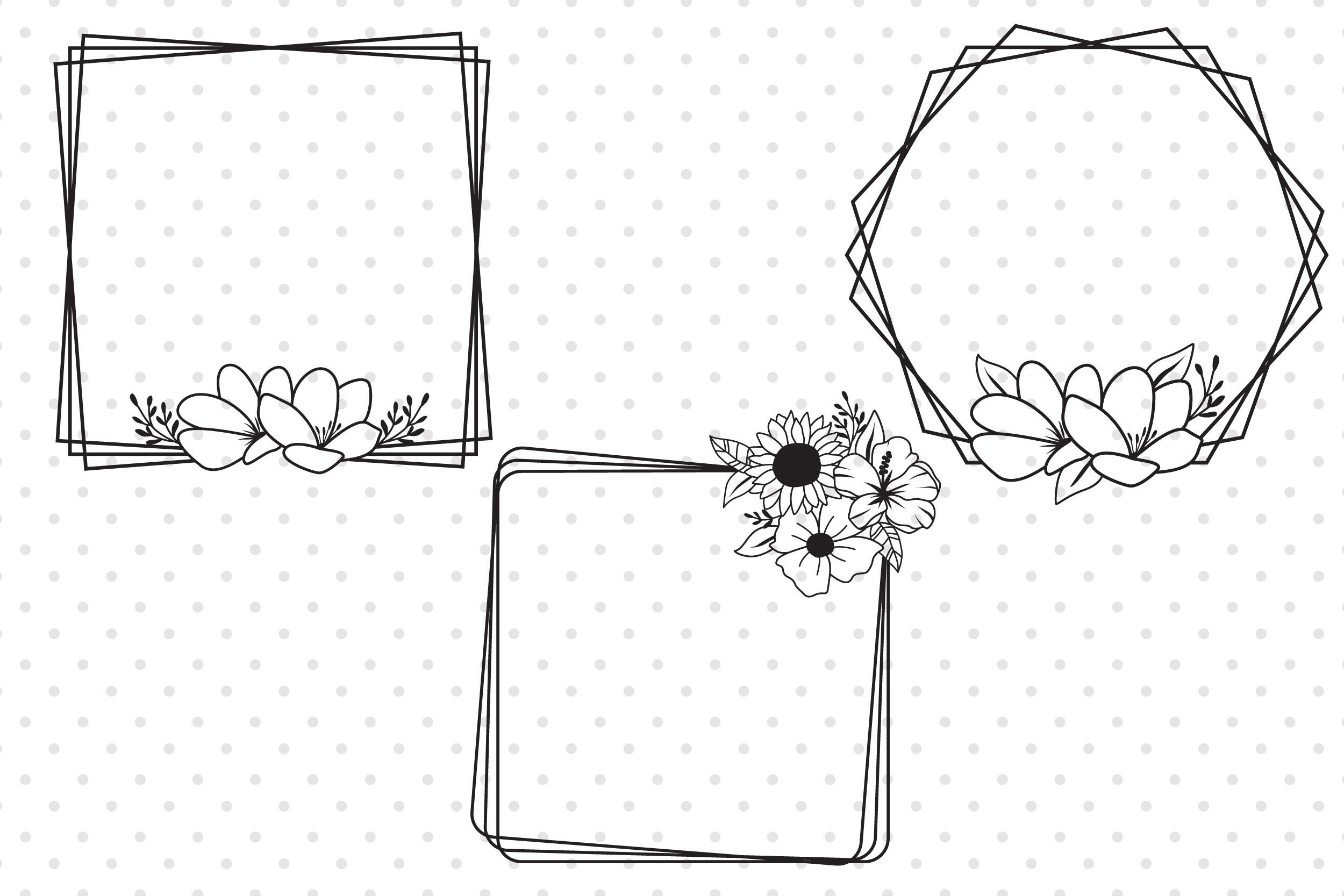Flower Border Svg Flower Frame Svg Frame Cricle Wreath - Etsy