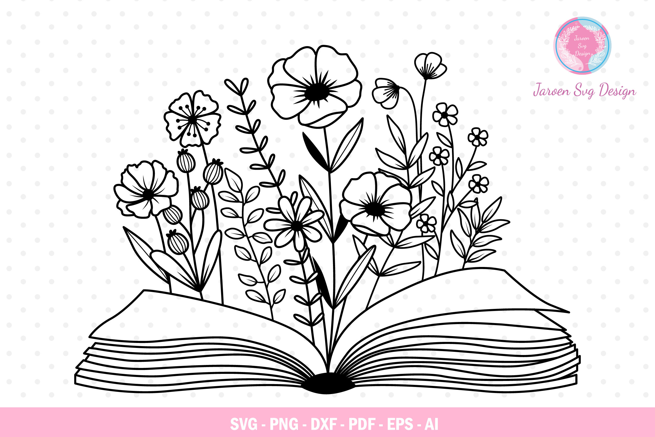 Flower Book Svg, Book With Flowers Svg, Book Svg, Floral Book Svg ...