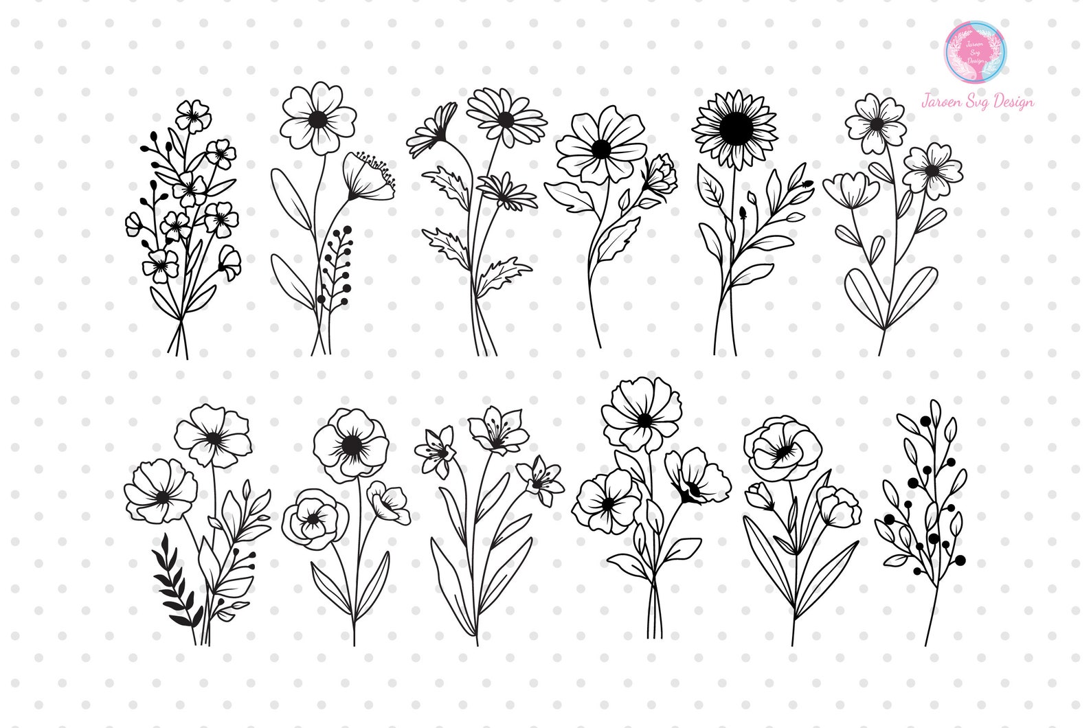 Flower Svg Bundle Flower Svg Floral Svg Flowers Svg Wildflower Svg