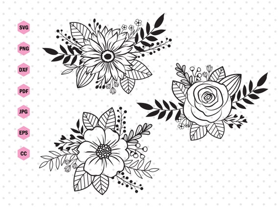 Floral Svg Flower Svg Bundle Flower Bouquet Svg Flower | Etsy