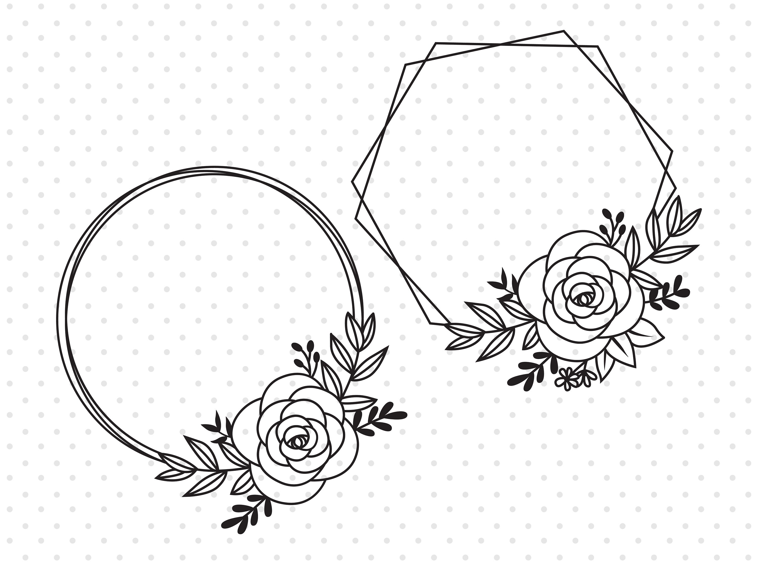 Flower Frame SVG Files, Flower Wreath Svg, Wreath Svg, Floral Frame Svg ...