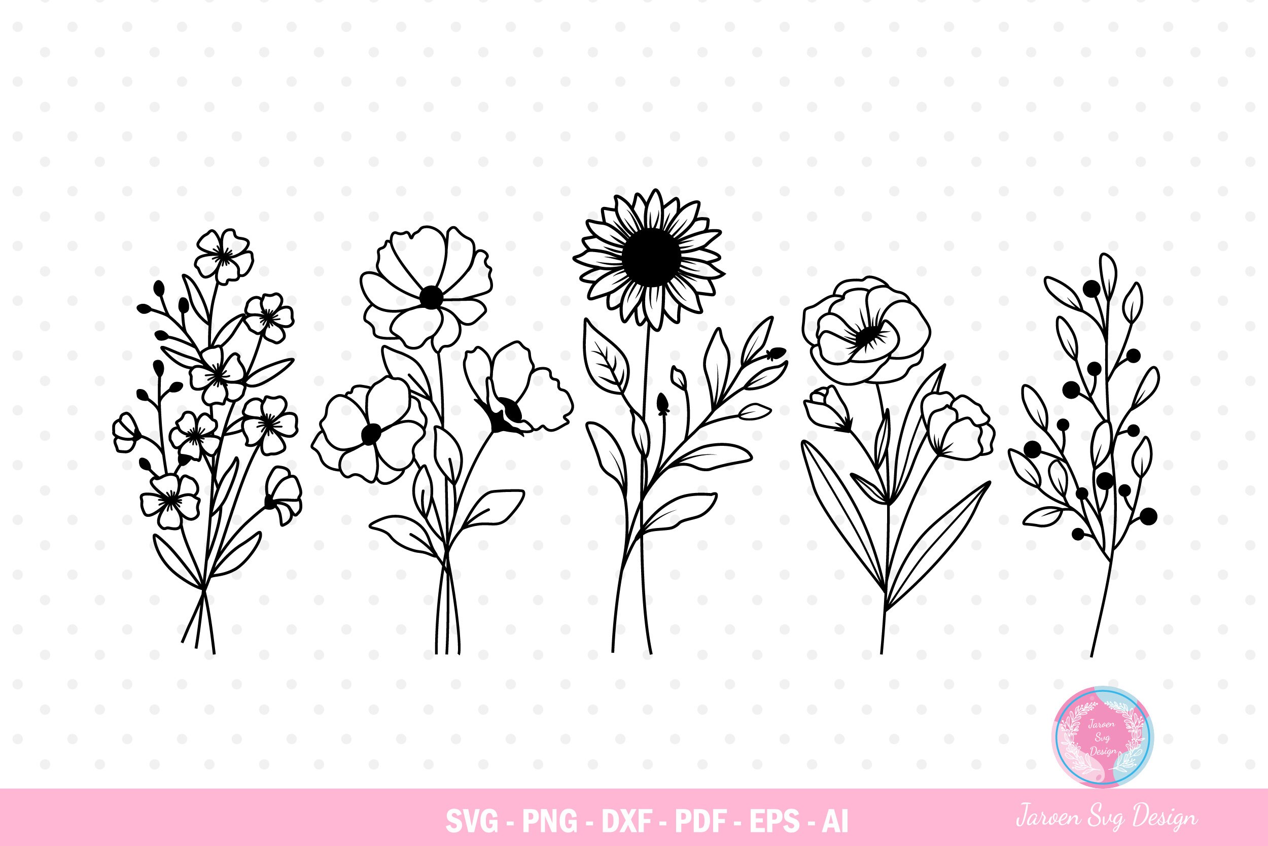 Flower Svg, Wildflowers Svg, Wild Flower Svg, Flower Svg for Shirt ...