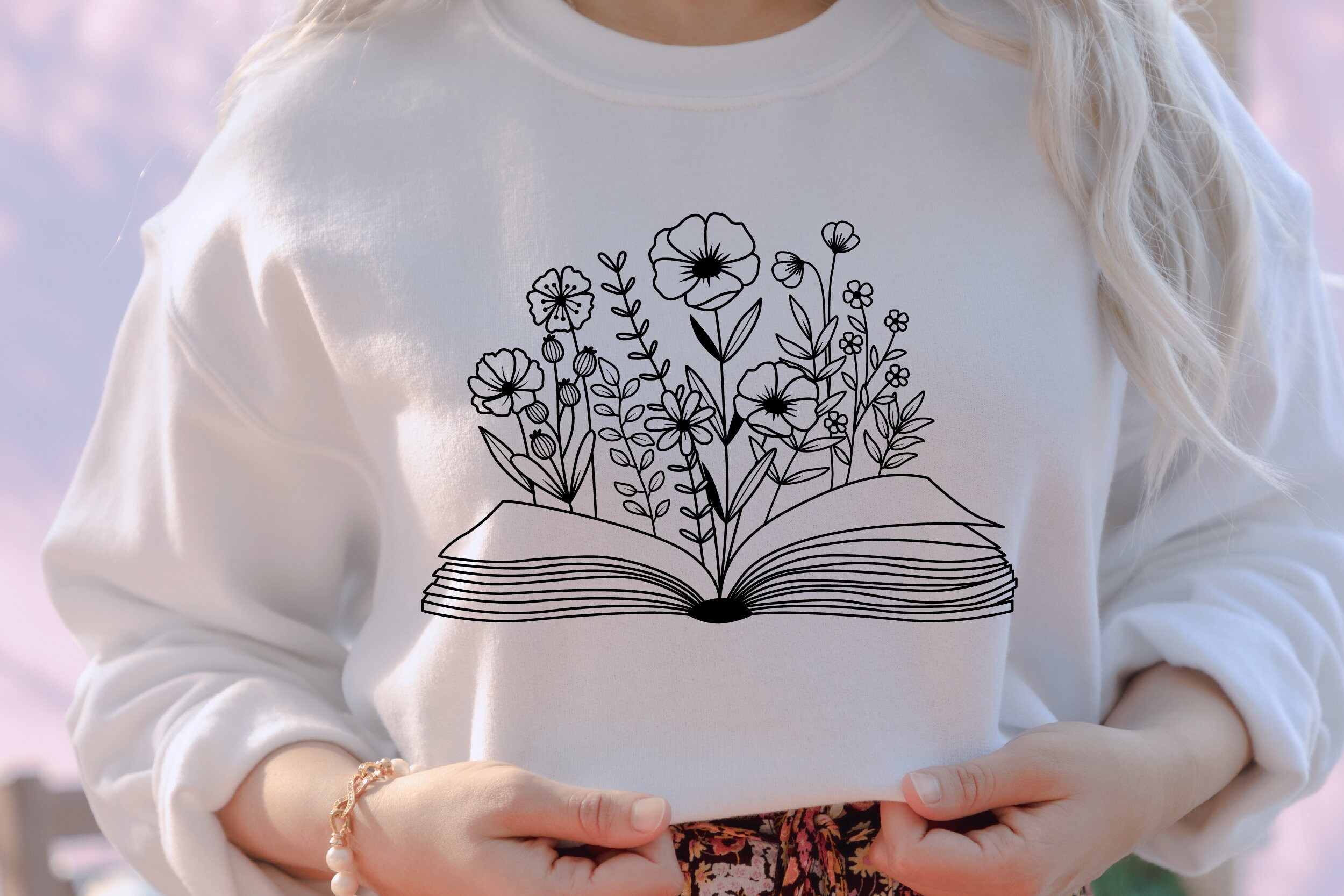 Flower Book Svg, Book With Flowers Svg, Book Svg, Floral Book Svg ...