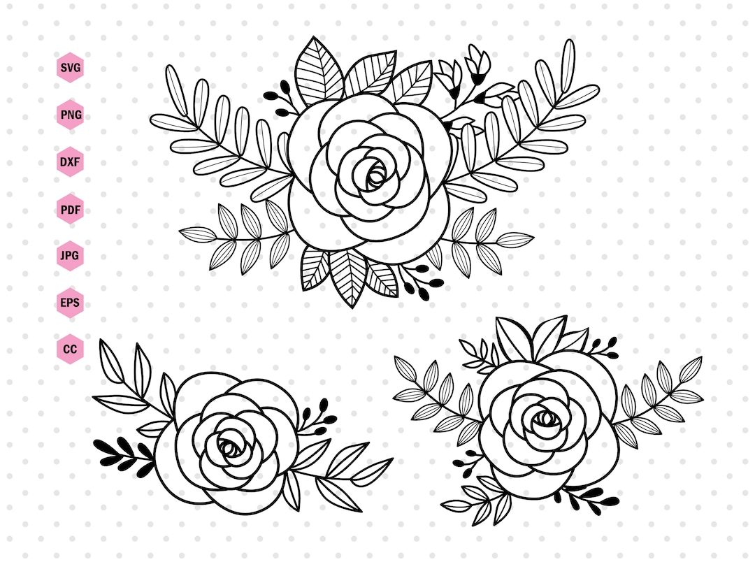 Floral Svg, Florals Svg Bundle, Flower Svg, Flower Wedding Svg, Hand ...
