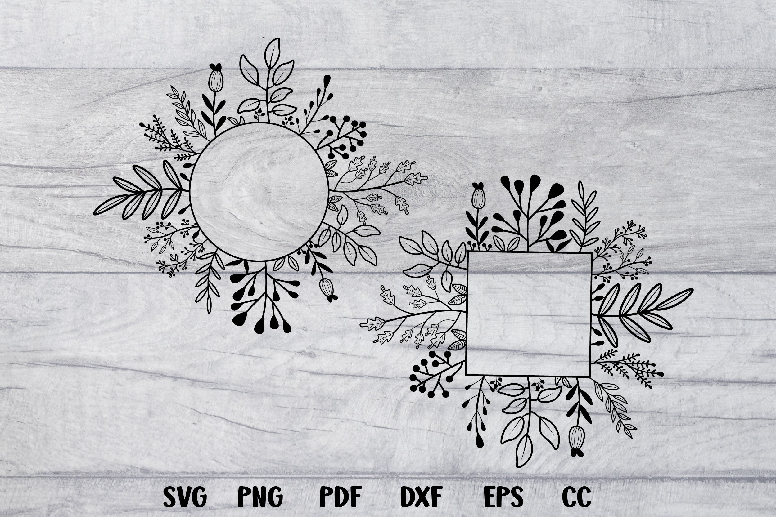 Floral Frame Svg, Flower Frame Cut File, Flower Wedding, Square Frame ...