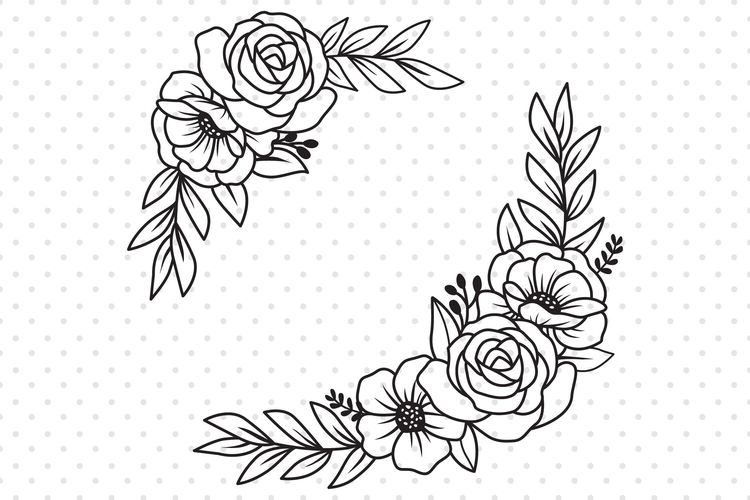 Flower Svg, Flower Svg Files, Flower Corner Svg, Flower Border Svg ...