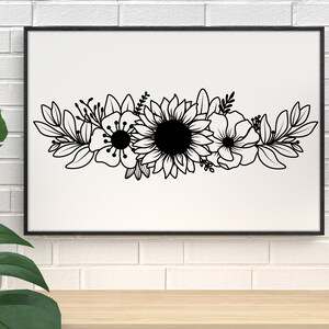 Sunflower Border Svg.sunflower Bundle Half Sunflower Svg Sunflower ...