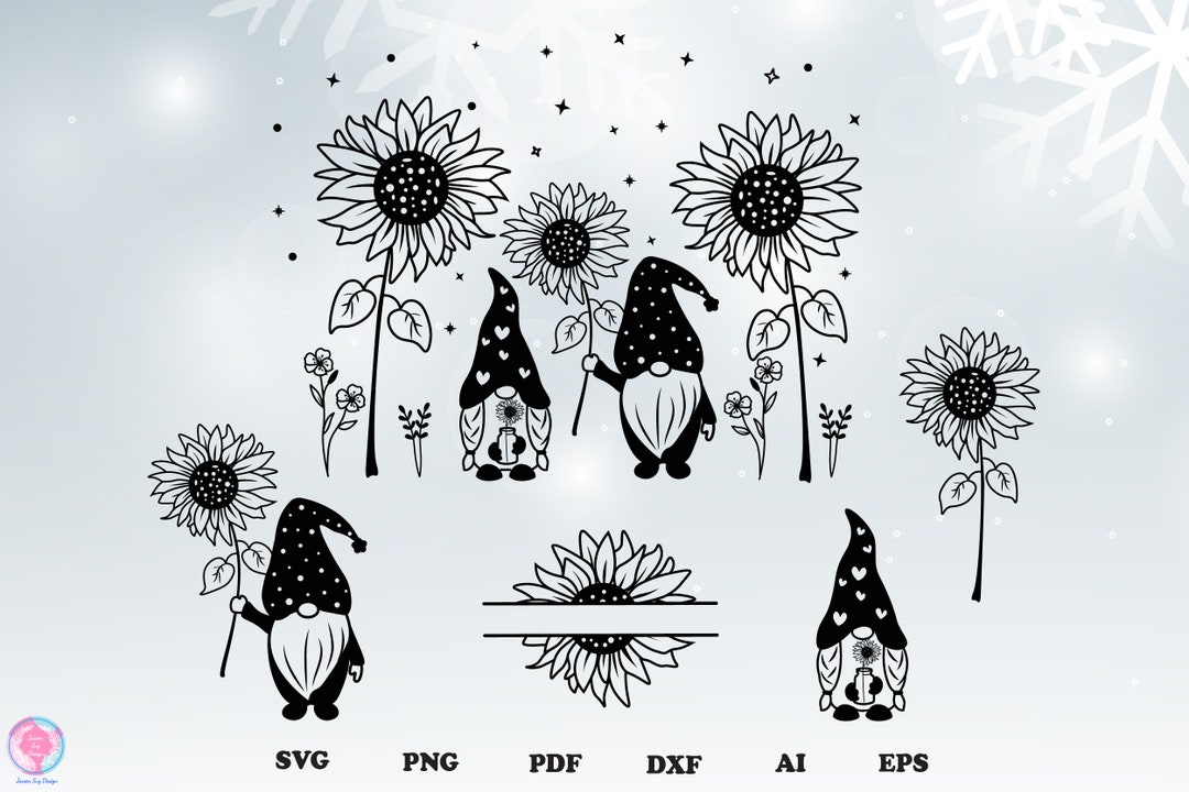 Gnome Svg File. Gnome Sunflower Svg, Gnome Bundle , Sunflower Svg, Girl ...