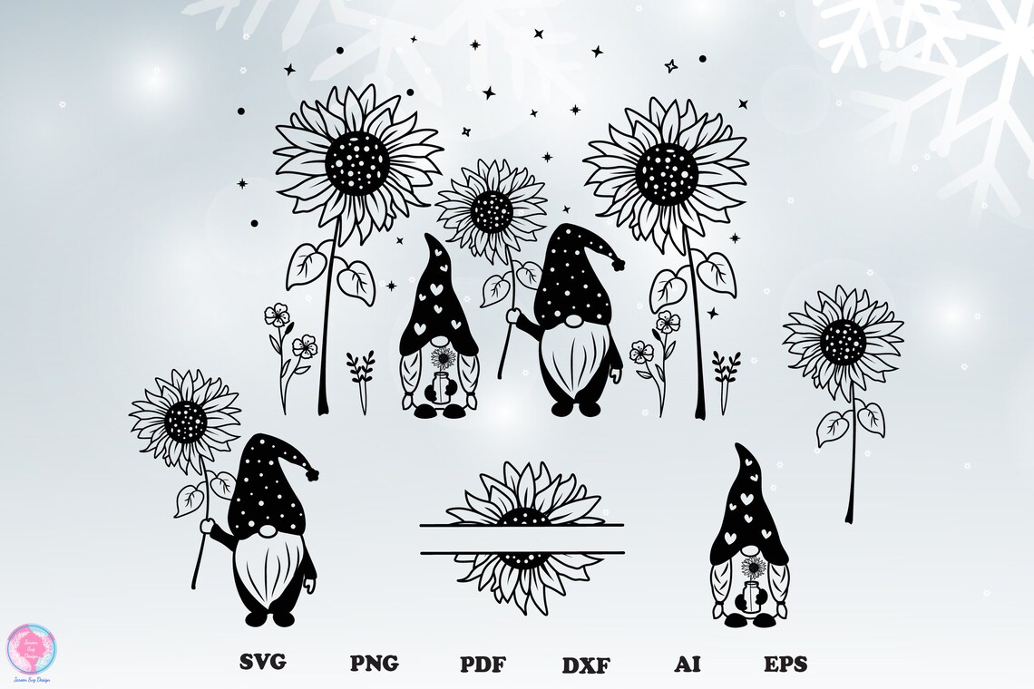 Gnome Svg File. Gnome Sunflower Svg Gnome Bundle Sunflower - Etsy