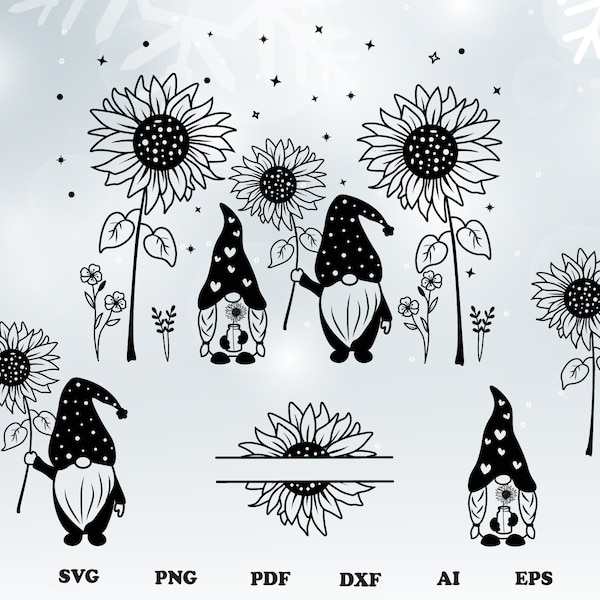 Gnome With Sunflower Svg - Etsy