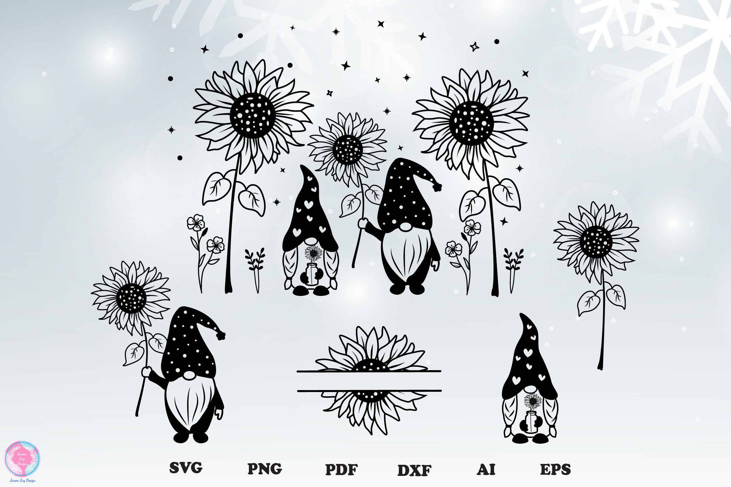 Gnome Svg File. Gnome Sunflower Svg, Gnome Bundle , Sunflower Svg, Girl ...