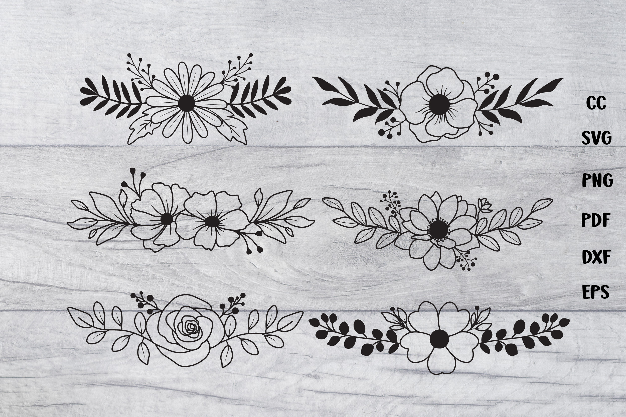 Flower Svg, Floral Svg, Floral Bundle Avg, Flower Svg Cut File, Svg ...