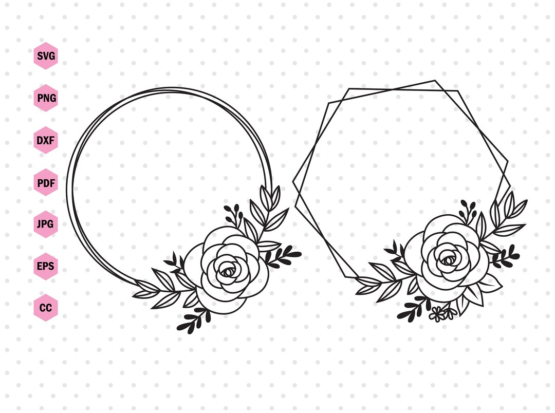 Flower Frame SVG Files, Flower Wreath Svg, Wreath Svg, Floral Frame Svg ...