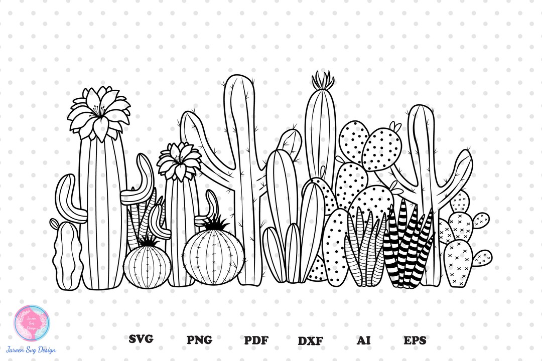 Cactus Svg , Cactus Border Svg, Cactus Svg Clipart, Succulent Svg ...