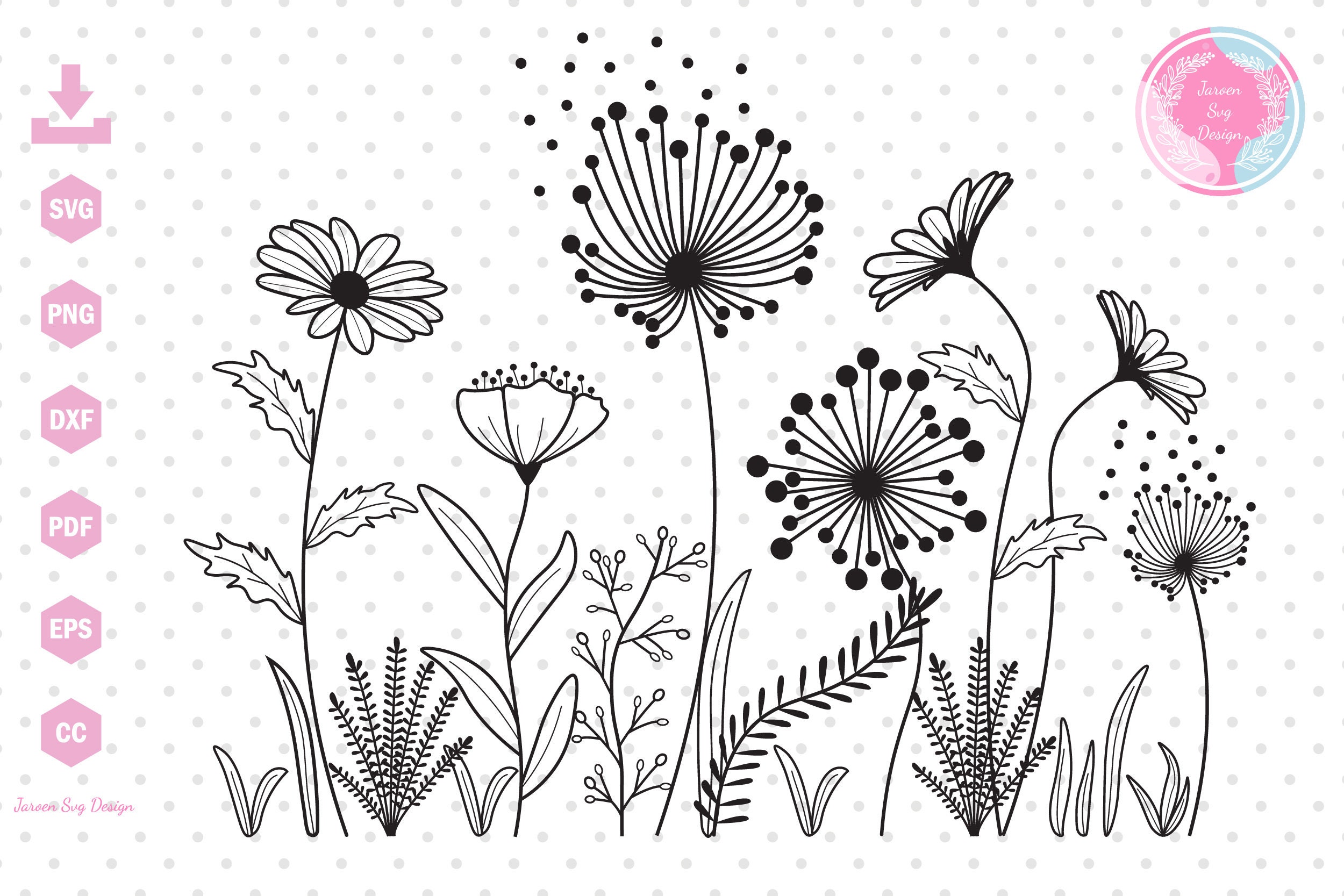Wildflowers Svg, Flower Svg, Wild Flower Svg, Flower Svg for Cricut and ...