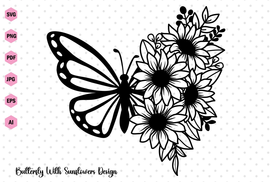 Butterfly With Flower Svg, Butterfly Svg, Floral Butterfly Svg, Flower ...