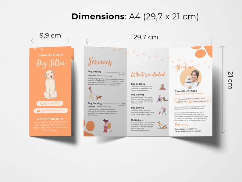 Leaflet Dog Walker Sitter Template, Edit With Canva, Description Dog ...