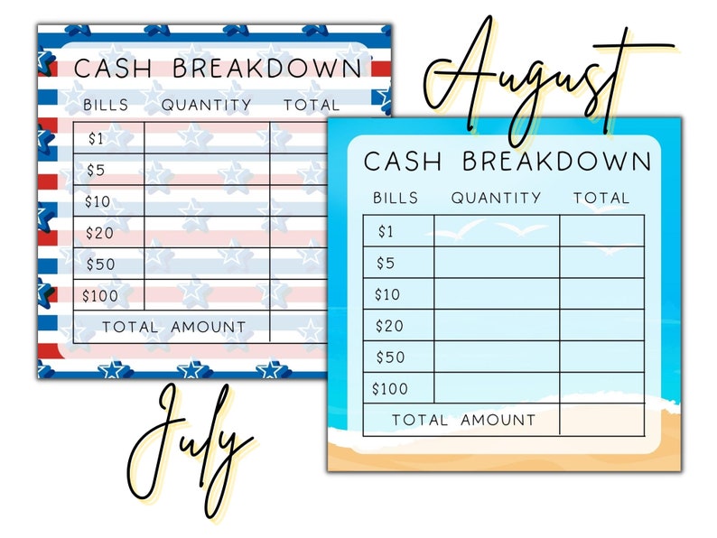 Cash Breakdown Cards | Budgeting Cards | Printable Cards - Etsy