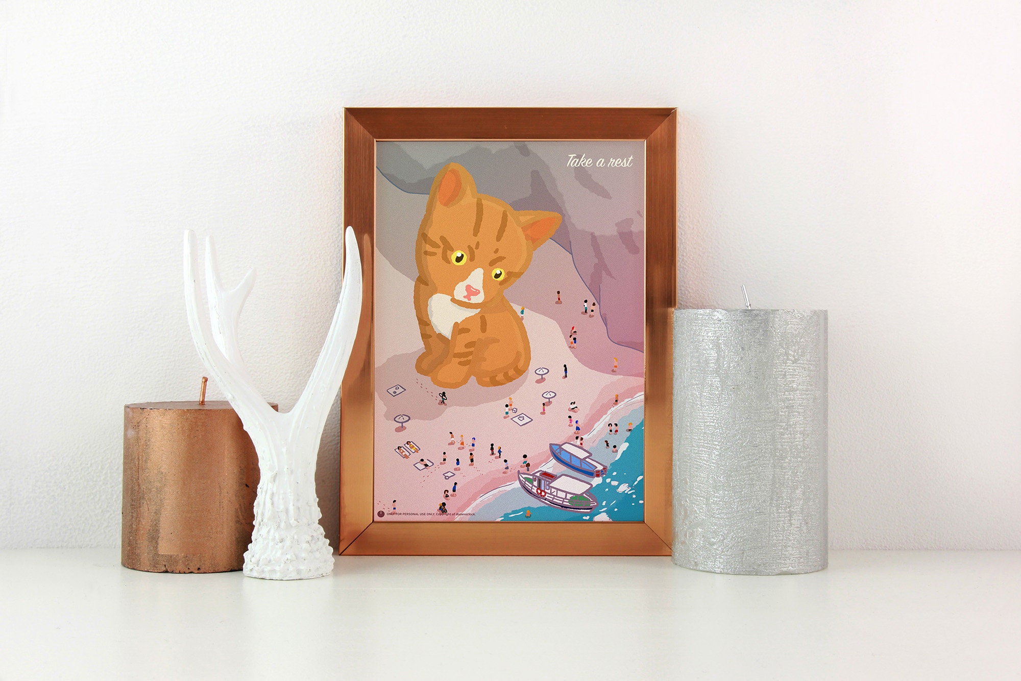 Take a Rest : Illustration, Cat Illust, Printable Poster, Digital ...