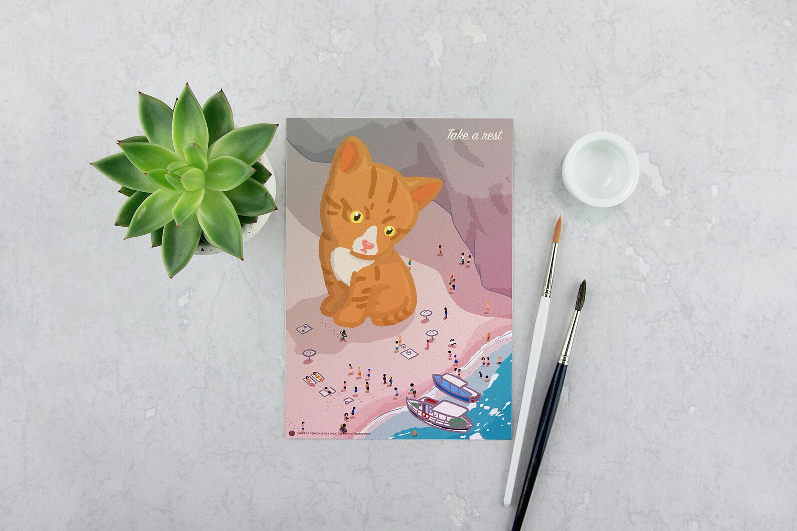 Take a Rest : Illustration, Cat Illust, Printable Poster, Digital ...