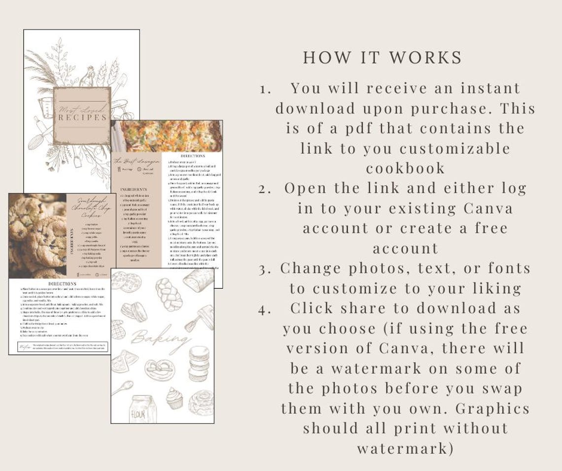 Customizable Cookbook Template, Tiktok Video Recipe Template, Canva ...