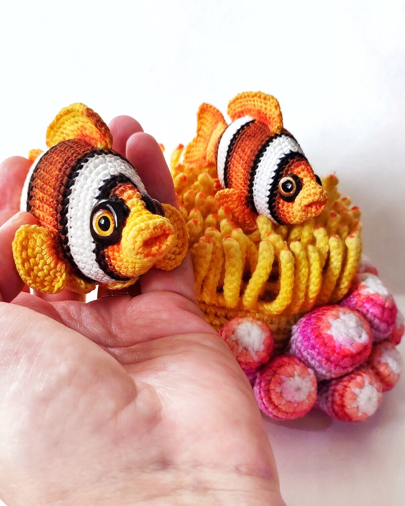 Crochet Set Patterns Clownfish With Anemone. - Etsy