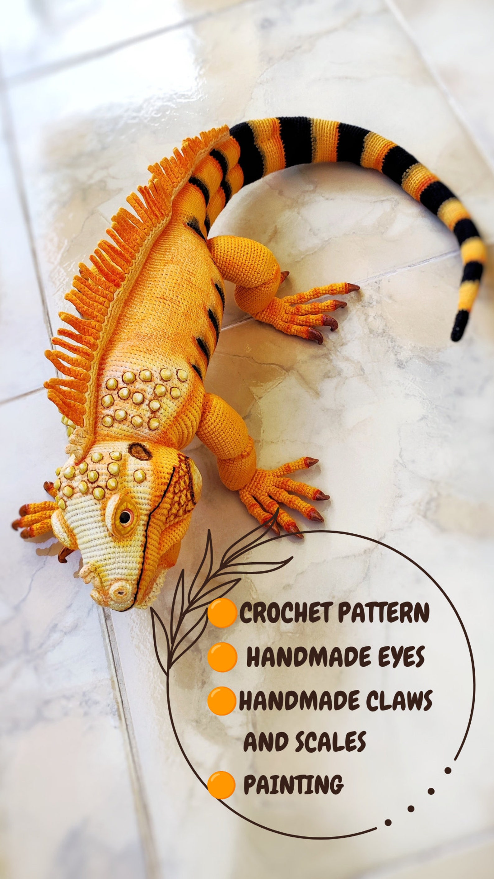 CROCHET PATTERN Big Iguana Realistic Lizard. - Etsy