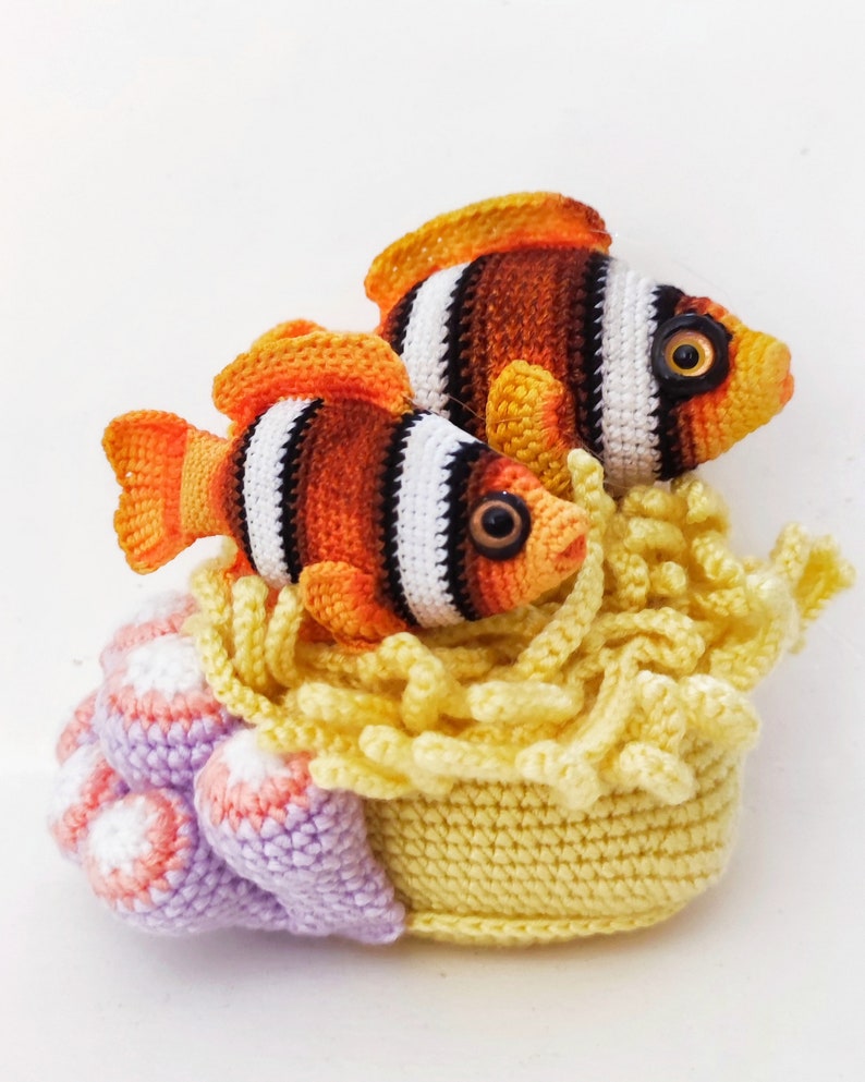 Crochet Set Patterns Clownfish With Anemone. - Etsy