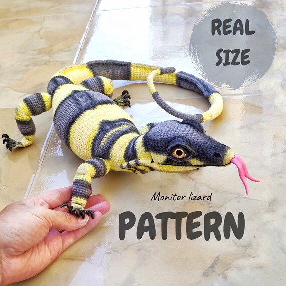 CROCHET PATTERN Monitor Lizard Real Size Dragon. - Etsy New Zealand