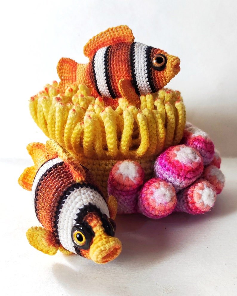 Crochet Set Patterns Clownfish With Anemone. - Etsy