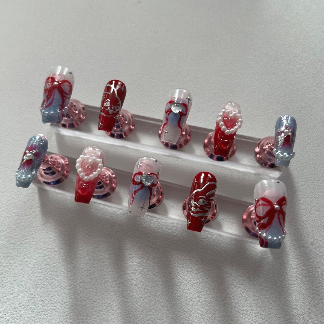 Newjeans Ditto Winter Sparkle Press-on Nails Medium Coffin Kpop Deco ...