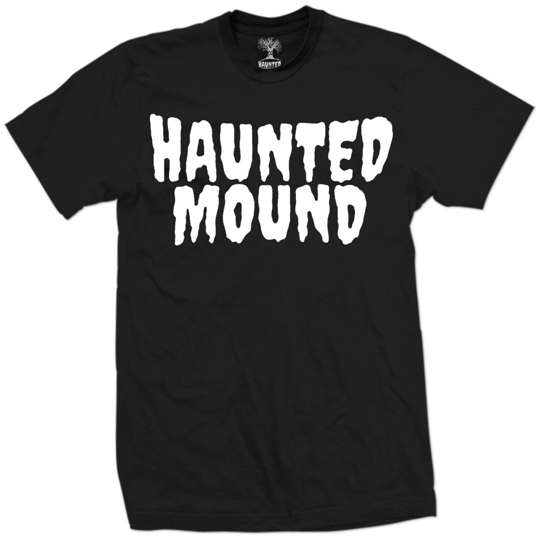 Haunted Mound Chest Text Logo Tattoo Style Ghost Mountain Sematary New ...