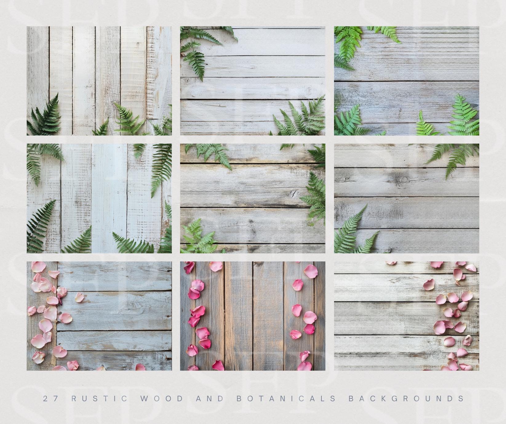 Rustic Wood and Botanicals Backgrounds Barnwood Backgrounds for Mockups ...