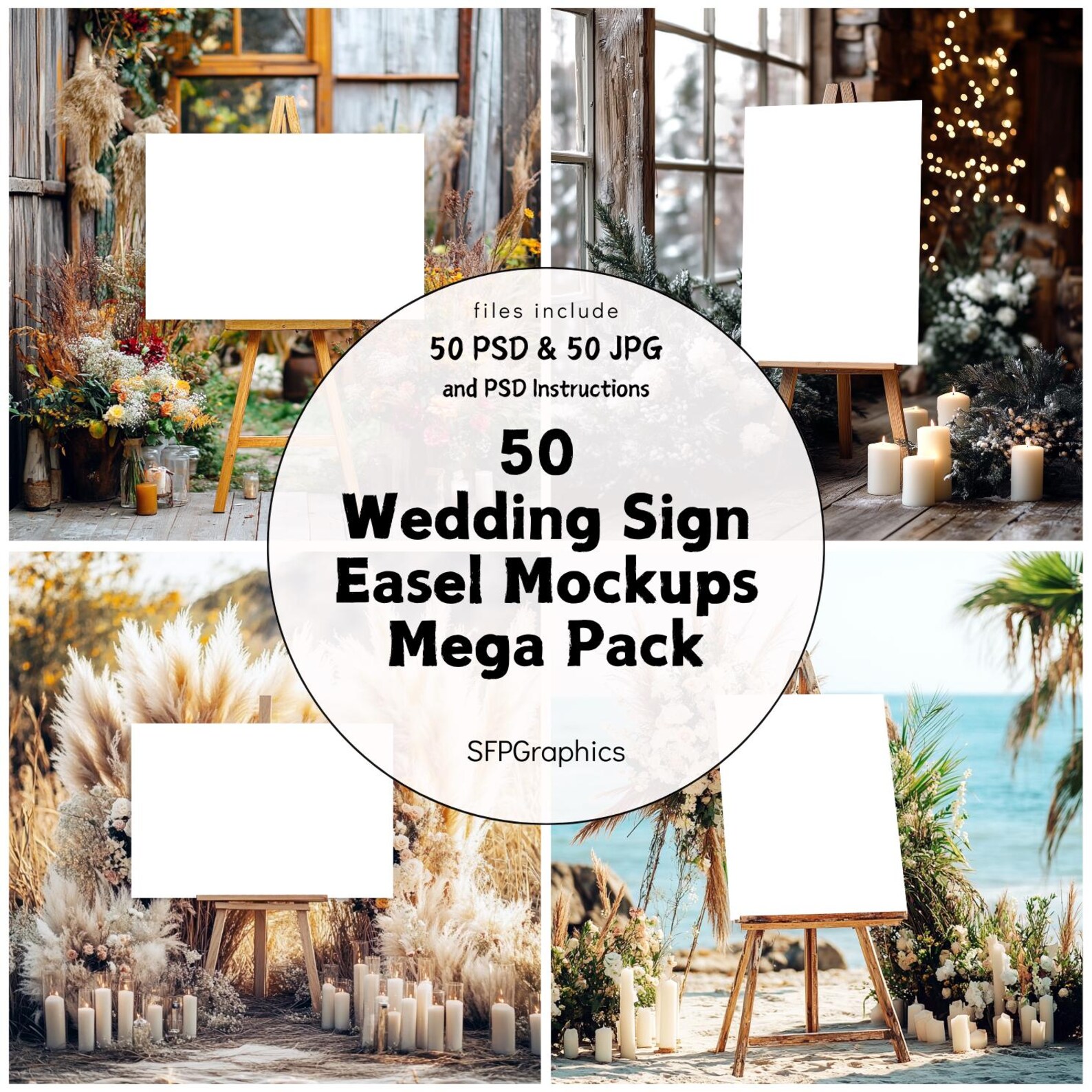 50 Wedding Sign Easel Mockup Package Wedding Stationery Mockup - Etsy