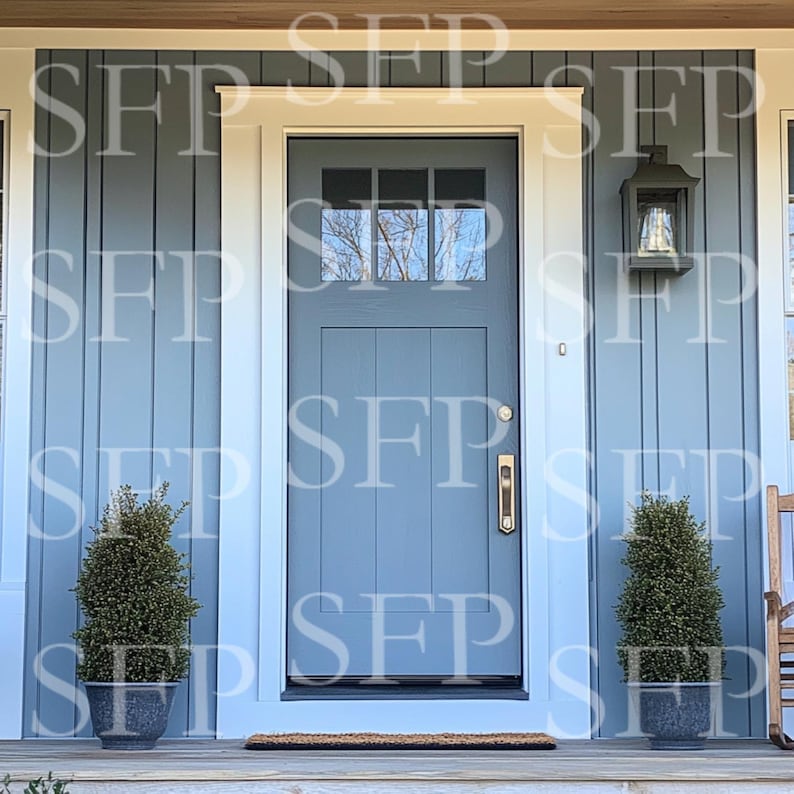 Rustic Blue Colonial Exterior Door Art Mockup 436 - Etsy